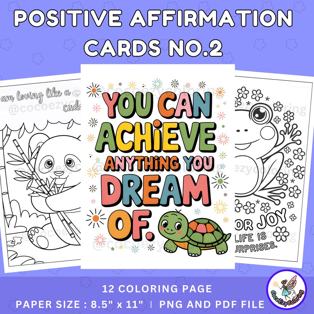 Positive Affirmation Cards Coloring Page for Kids No.2,positive Quote ...