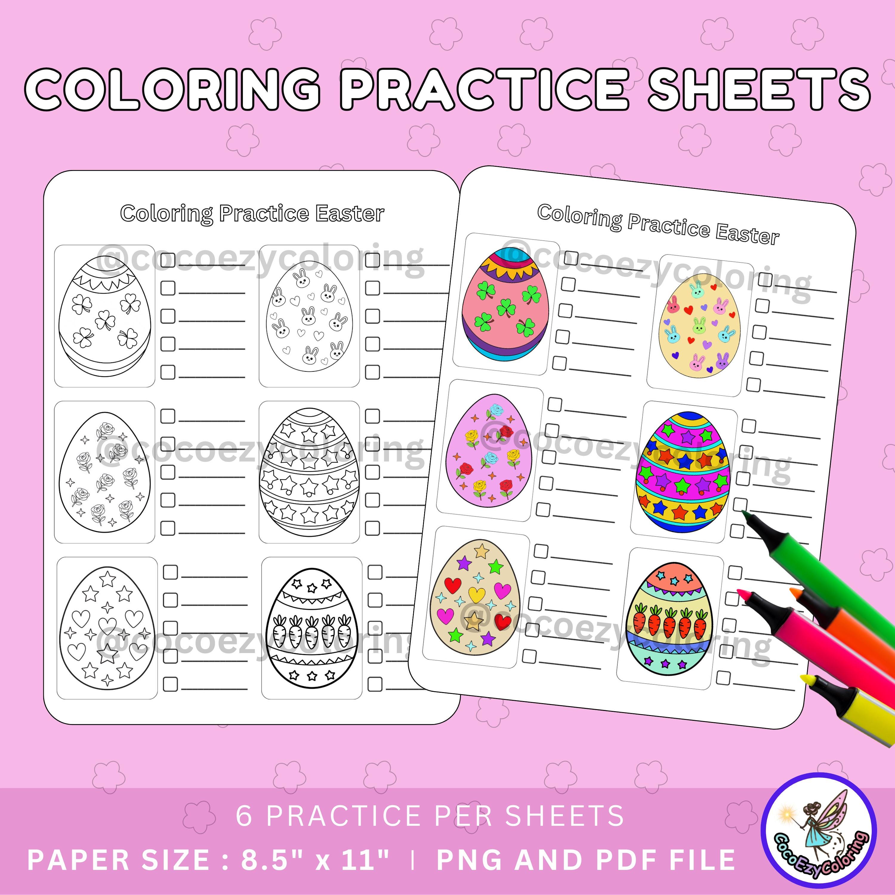 Easter Eggs Coloring Pages,coloring Pattern Practice Worksheets,texture ...