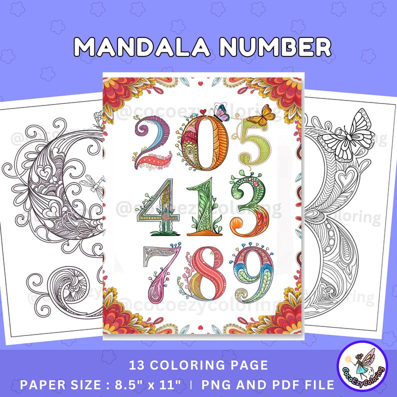 Mandala Number Coloring Pages: Floral Designs (digital Download PDF) - Etsy