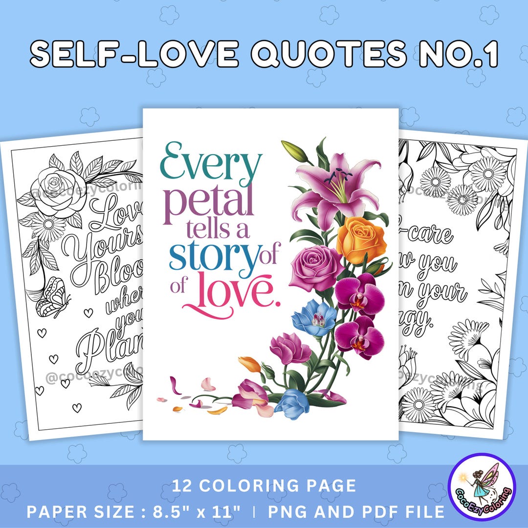 Self-love Quotes Coloring Pages: Therapy Printables (PDF) - Etsy