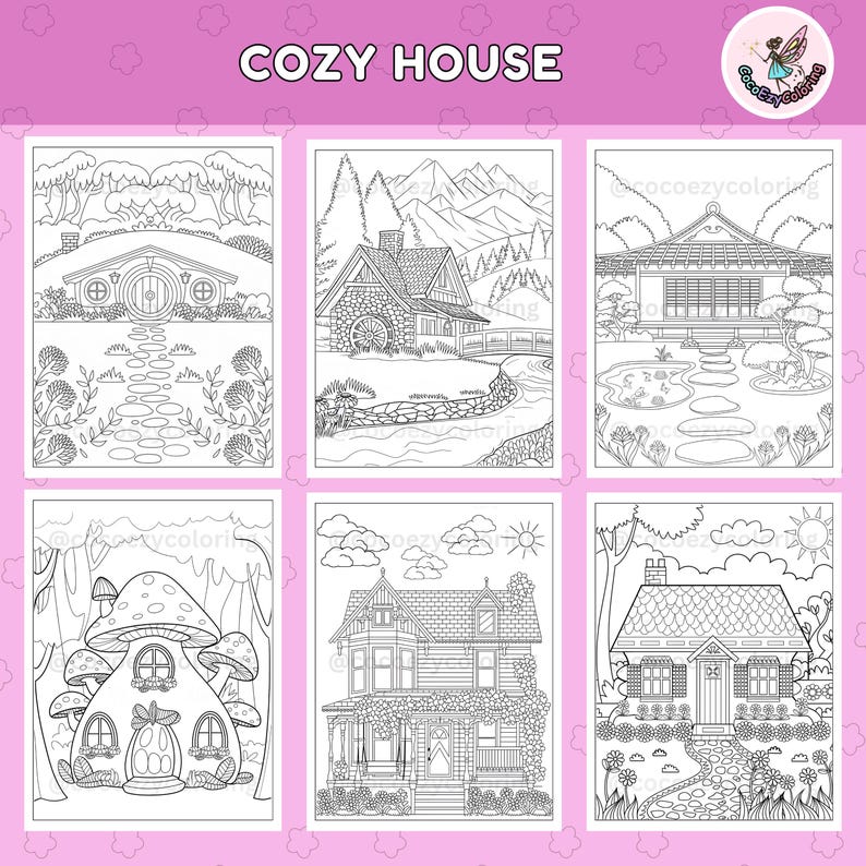 Cozy House Coloring Pages,cozy Home Aesthetic,coloring Pages for Adults ...