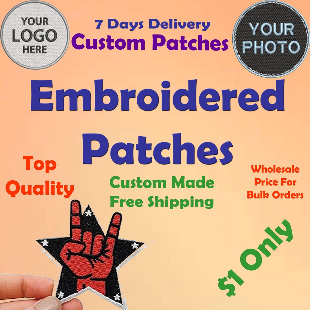 Custom Embroidered Logo Patches, Iron On, Sew On, Hook & Loop - Etsy