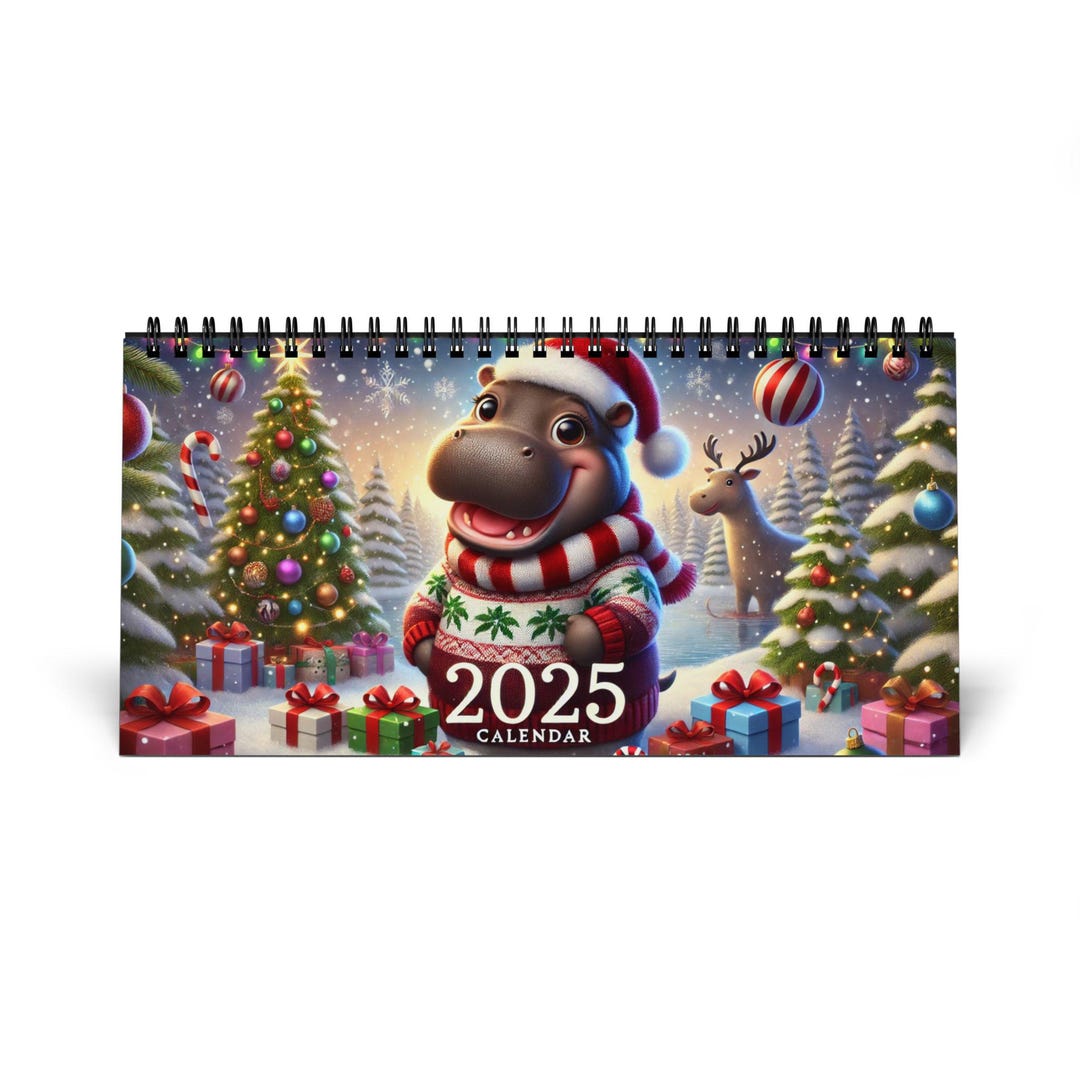 Moo Deng Hippo Desktop Calendar (2025 Grid) - Etsy