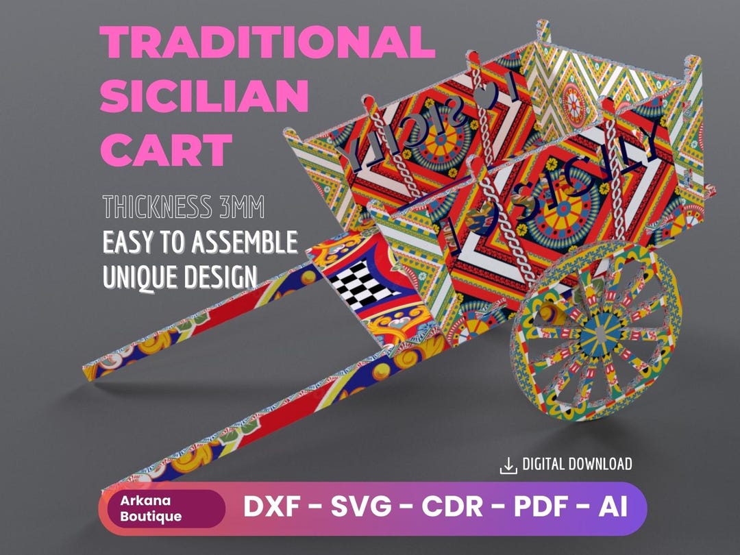 Traditional Sicilian Cart Laser Cut Vector Files | Carretto Siciliano ...
