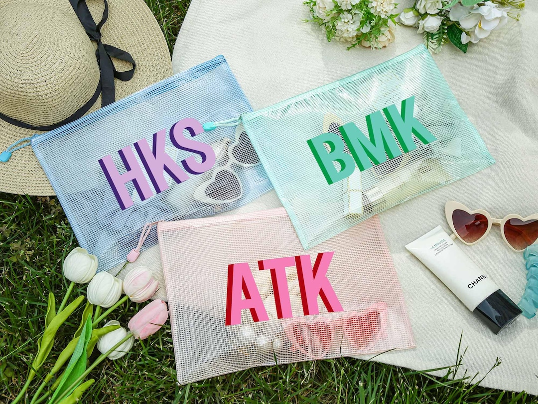 Personalized Monogrammed Pool Bag,shadow Monogram Pool Bag,bridesmaid ...
