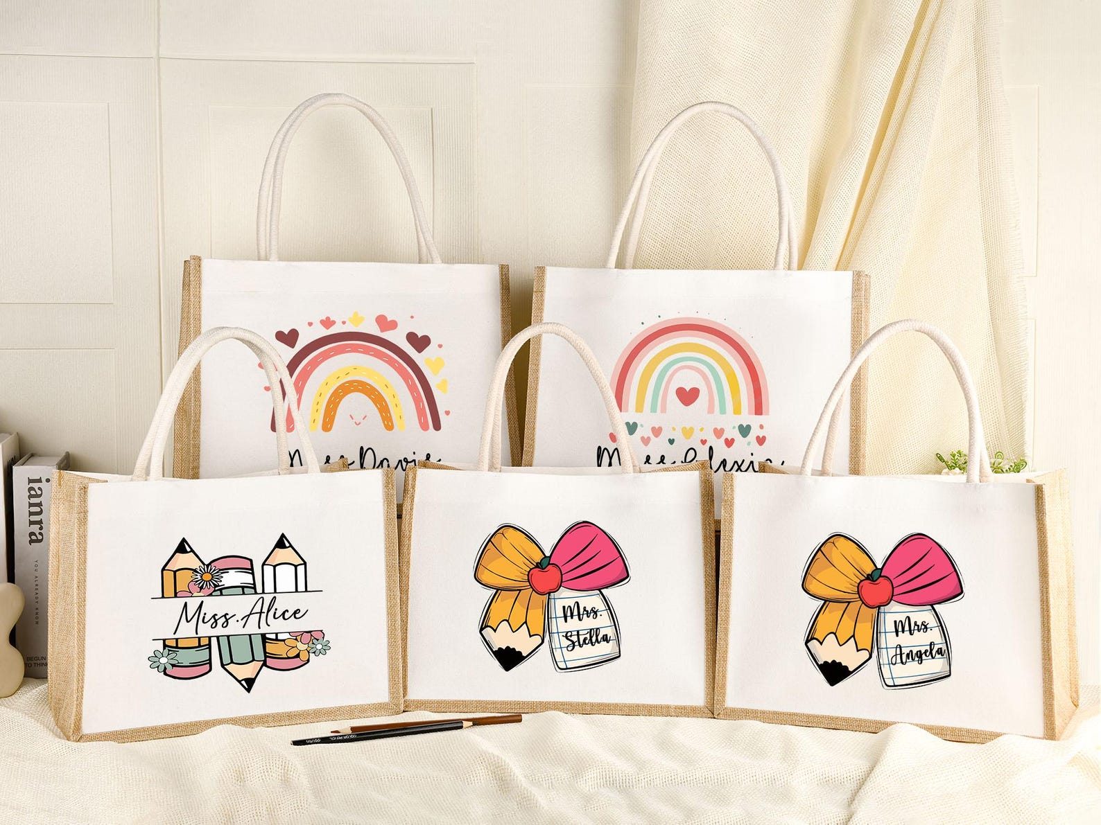 Personalized Teacher Canvas Tote Bag,back to School Teacher Bag,teacher ...