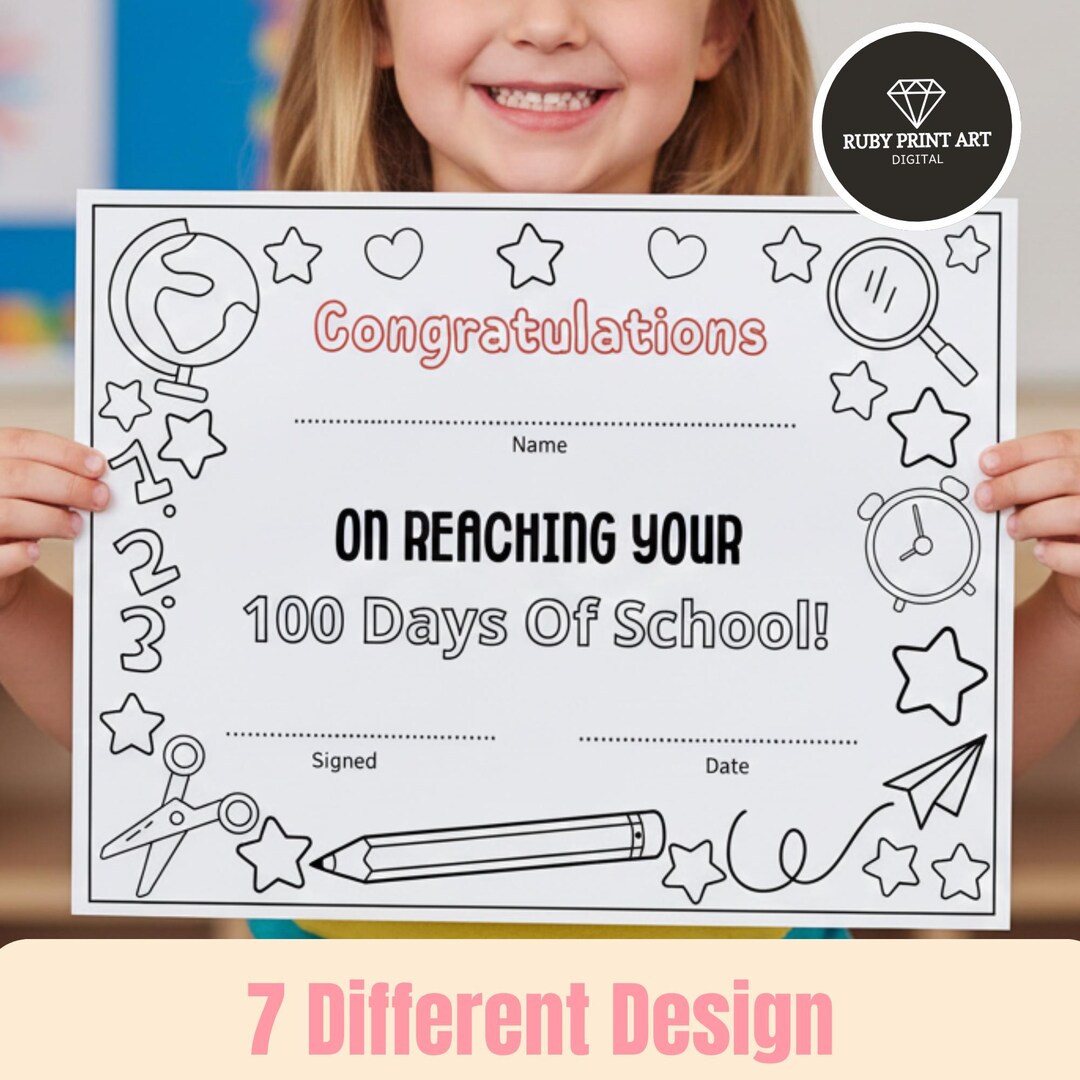 100th Day of School Certificate Mockup Student Certificate 100 Days ...