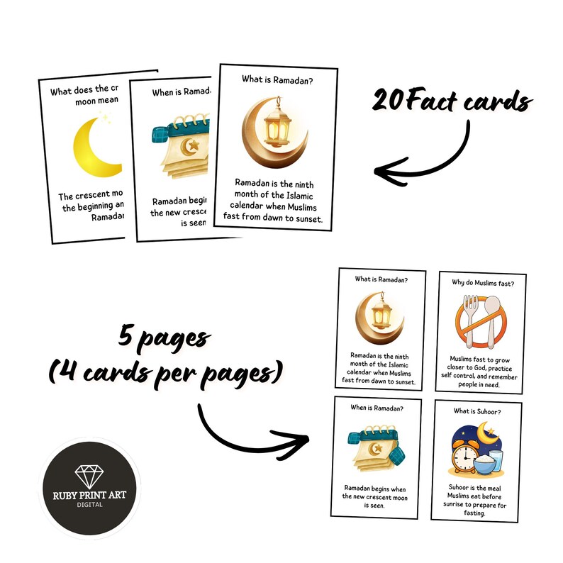 Ramadan Fact Cards for Kids Muslim Holiday Activity Islamic Learning ...