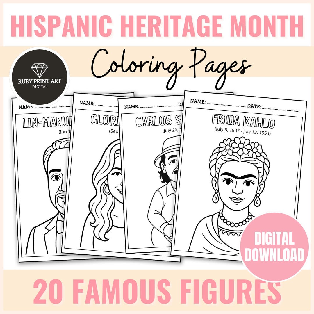 Hispanic Heritage Month Coloring Pages-20 Famous Figures-september ...