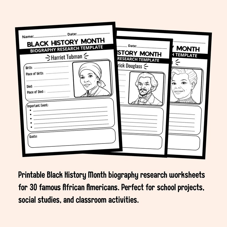 Black History Month Biography Templates: 30 African American Leaders ...