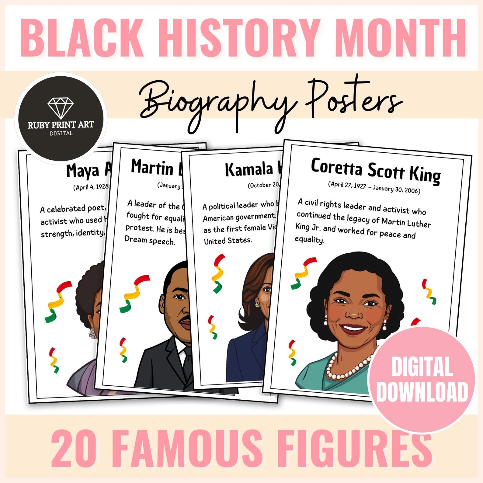 Black History Month Biography Posters Famous African American People ...