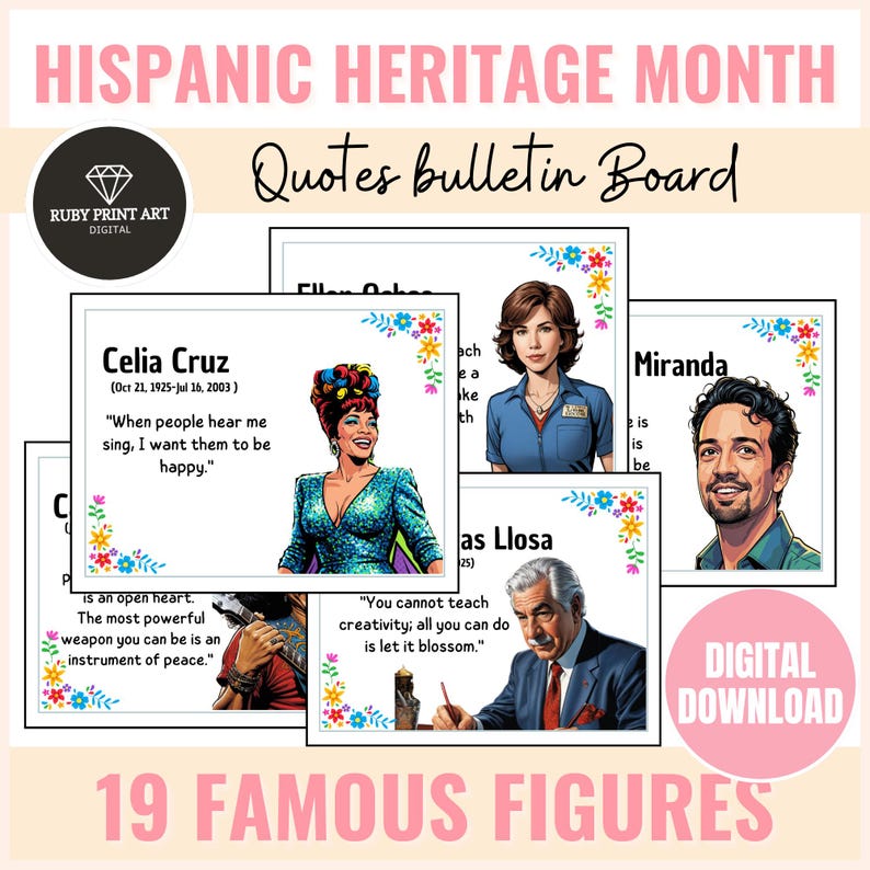 Hispanic Heritage Month Quotes Bulletin Board-famous People Posters ...
