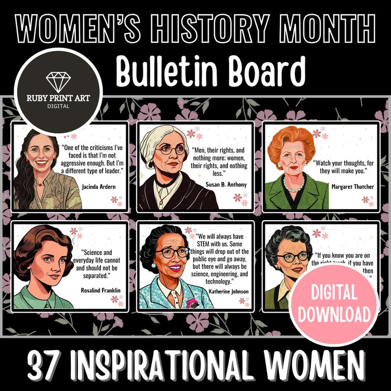 Women's History Month Bulletin Board-inspirational Quotes-famous Women ...