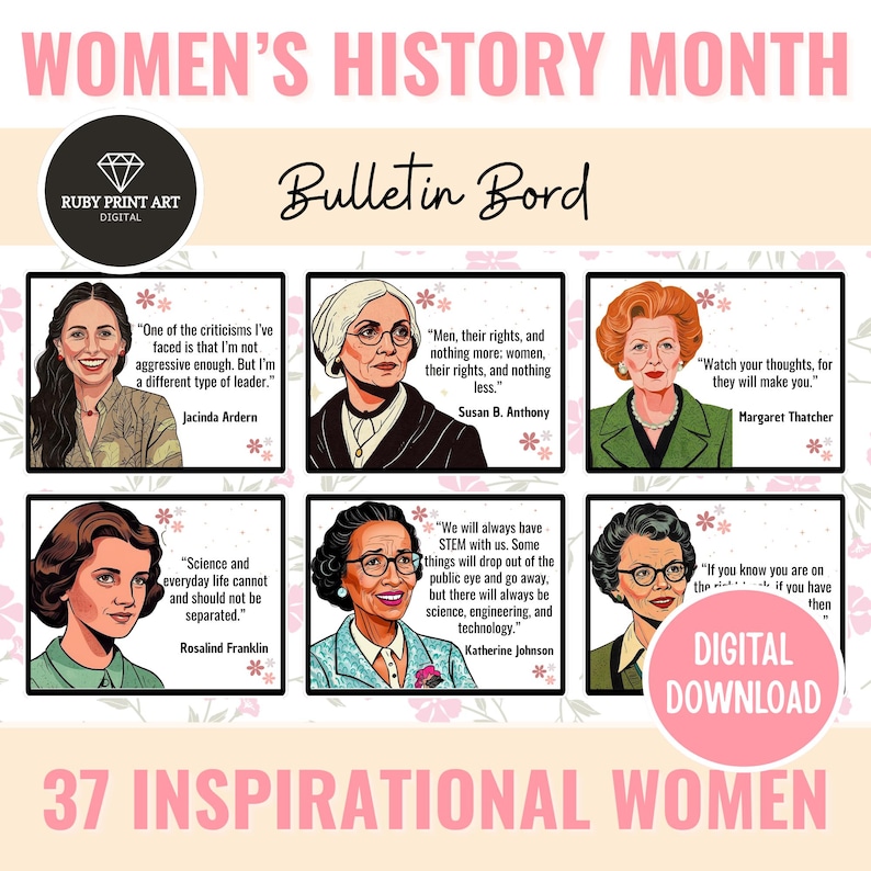 Women's History Month Bulletin Board-inspirational Quotes-famous Women ...