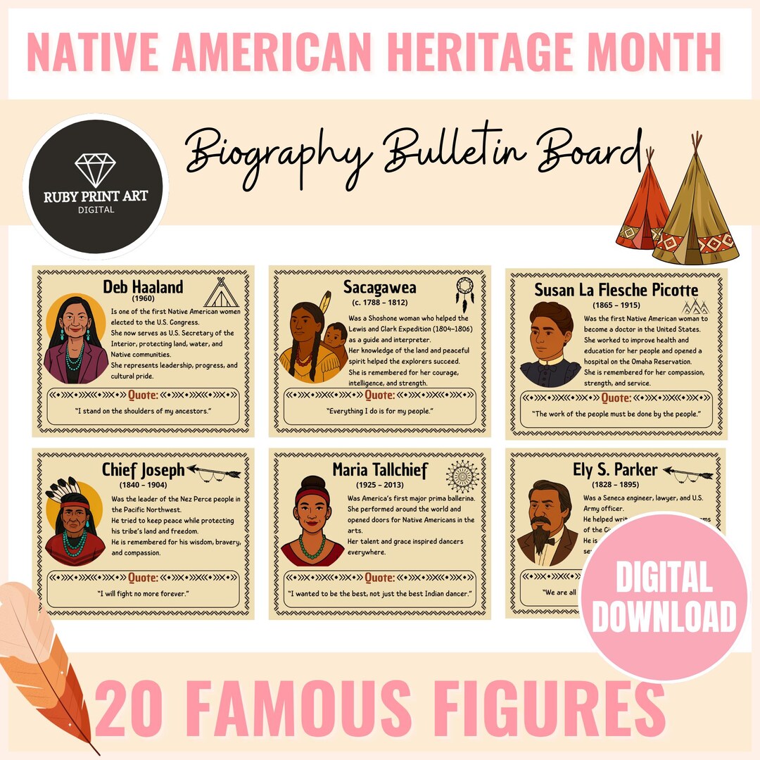 Native American Biography Bulletin Board-national Indian Heritage Month ...