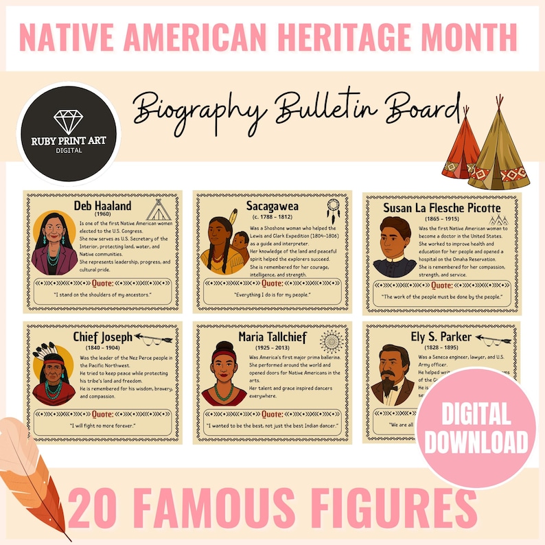 Native American Biography Bulletin Board-national Indian Heritage Month ...