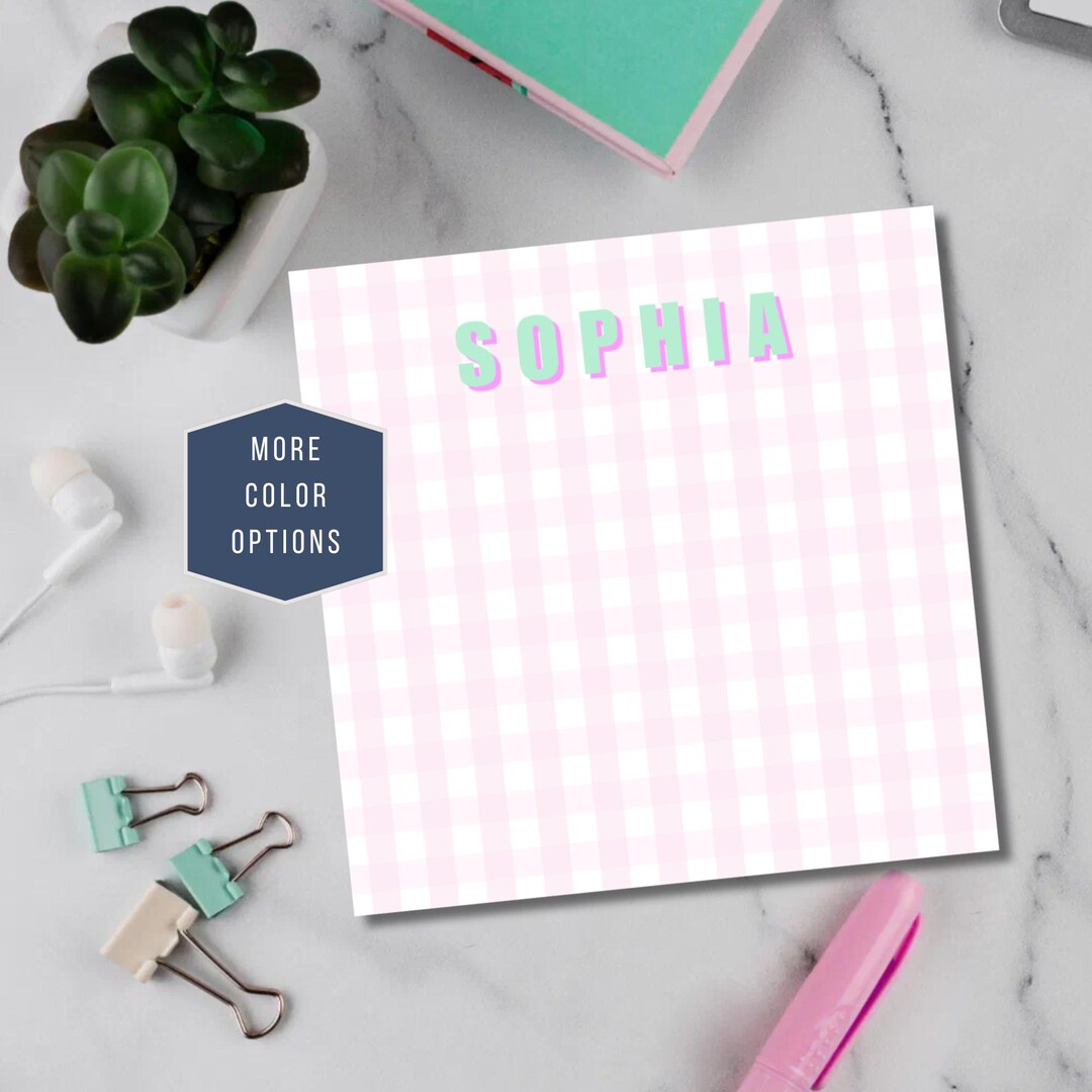Personalized Checkered Notepad, Custom Name Post-it® Notes - Etsy