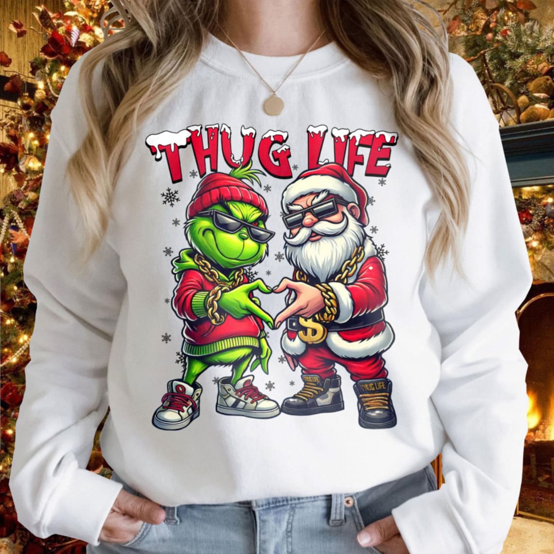 Thug Life Show Love Christmas Shirt PNG File Digital, Santa Grinch We ...
