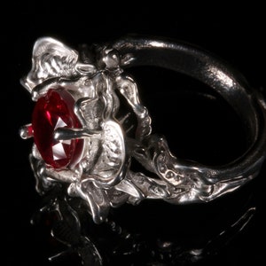 Giger Inspired Alien Ring With Ruby Bio Mechanical Organic Art Nouveau ...