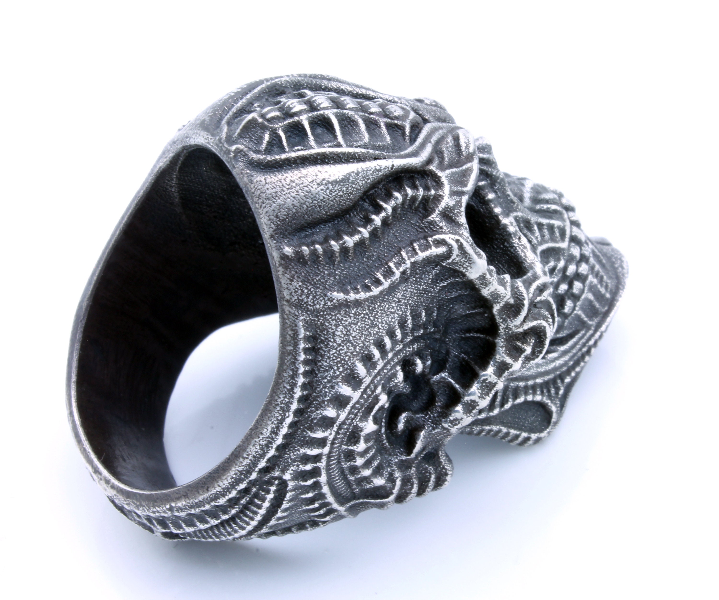 Biomechanical Skull Ring Biker Skull Ring Large Skull Ring | Etsy