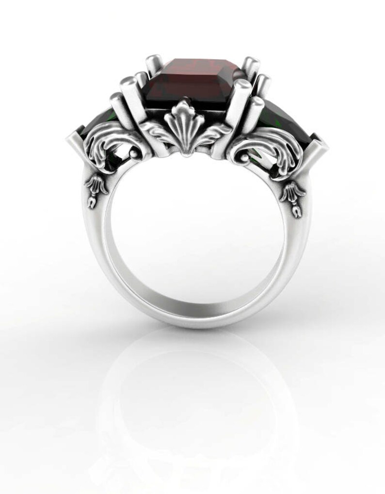 Ruby and Emerald Ring, Romantic Ring, Floral Ring, Ethical Gemstones ...