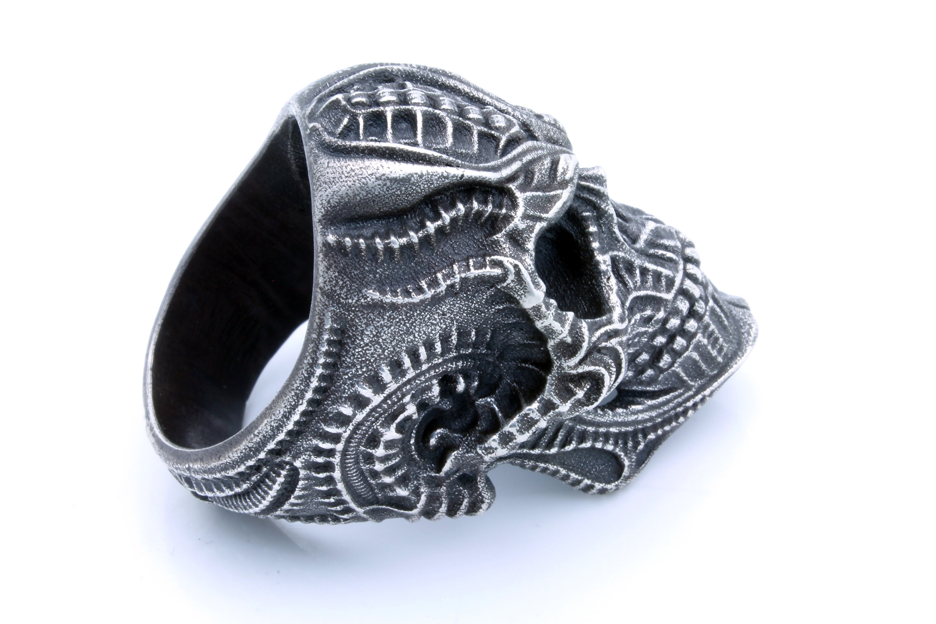 Biomechanical Skull Ring Biker Skull Ring Large Skull Ring | Etsy