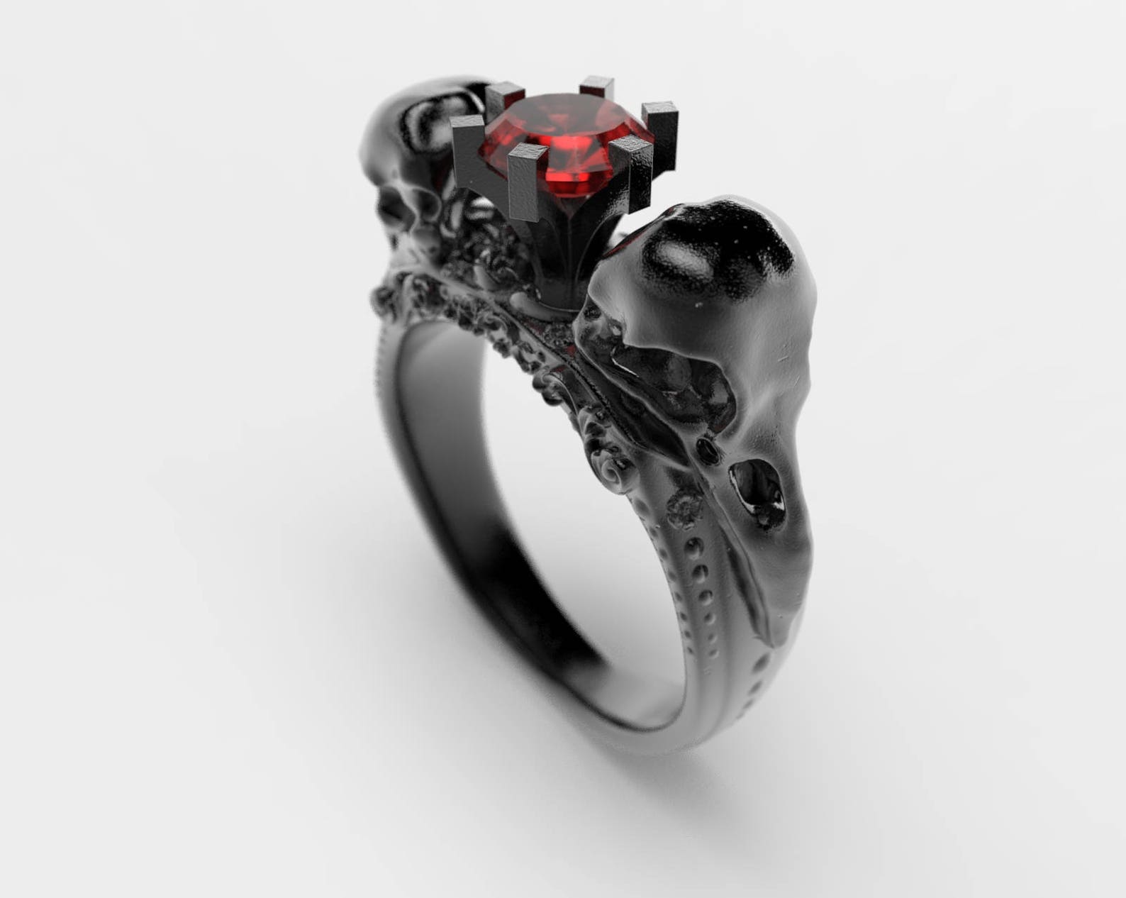 Raven Skull Ring Raven Ring Viking Raven Ring Gothic Ruby - Etsy