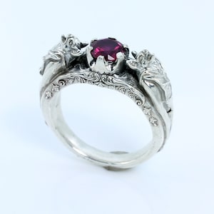 Bat Ring With Ruby Low Bezel Gothic Ring Gothic Jewelry Unisex Handmade ...