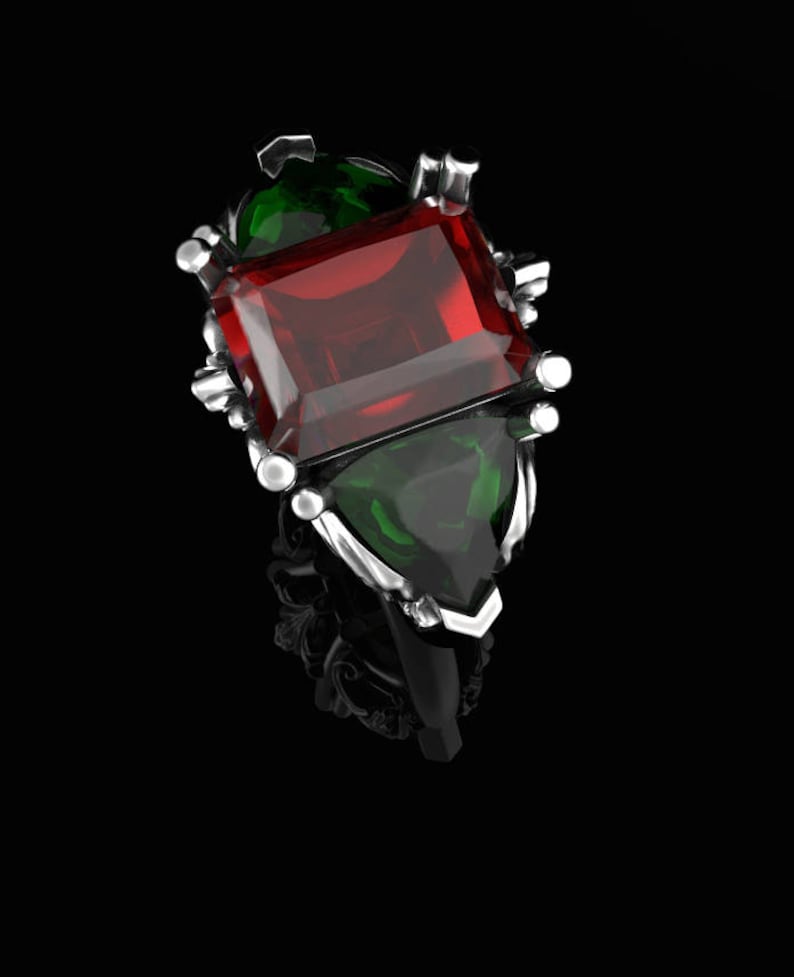 Ruby and Emerald Ring, Romantic Ring, Floral Ring, Ethical Gemstones ...