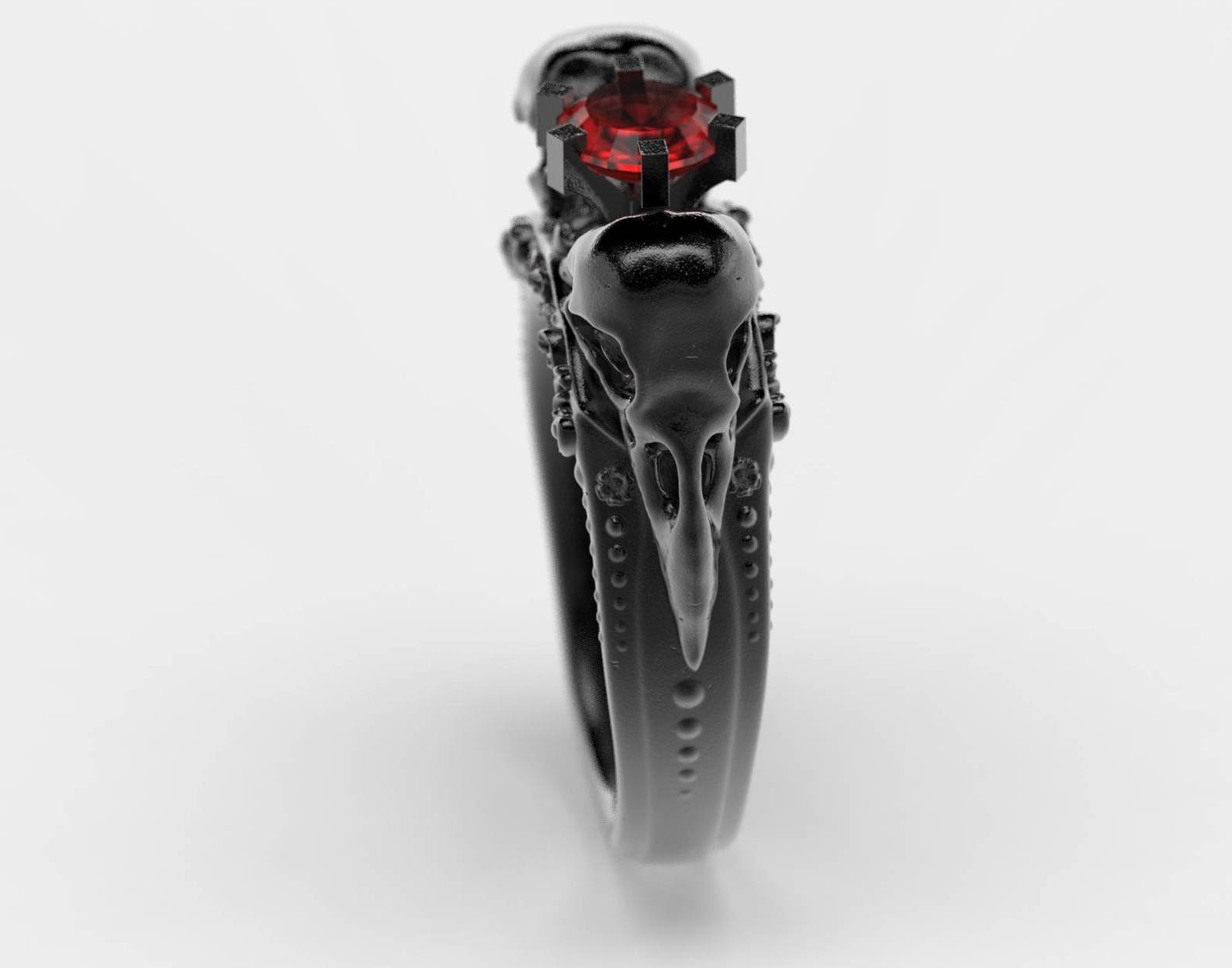 Raven Skull Ring Raven Ring Viking Raven Ring Gothic Ruby - Etsy