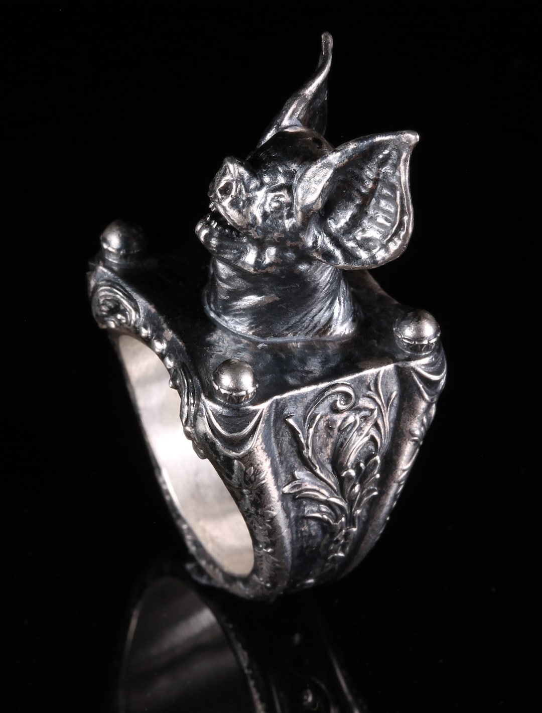 Renaissance Scroll Bat Ring Gothic Ring Bat Jewelry Vampire Bat Ring ...