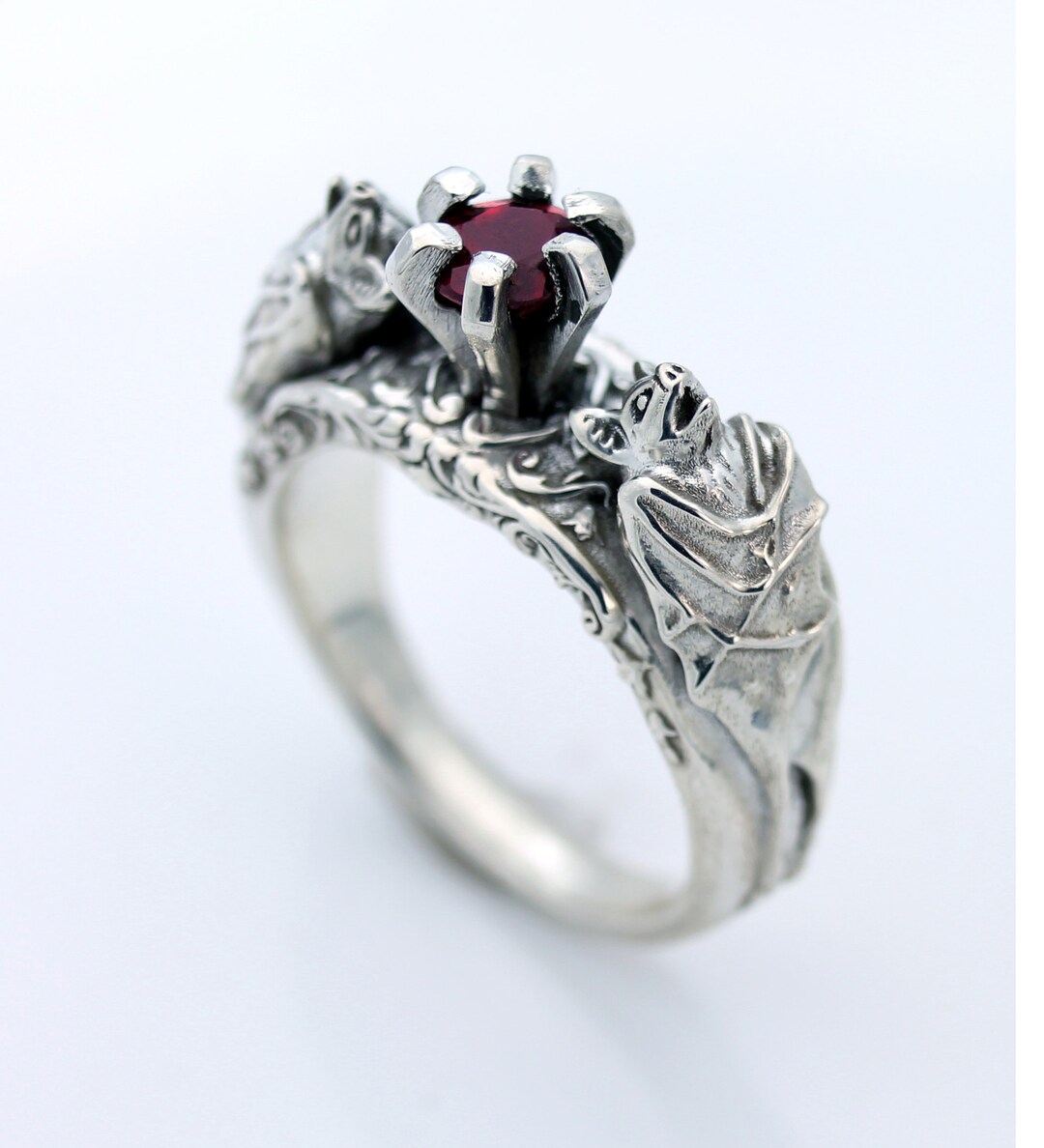 Bat Ring Bat Jewelry Silver Bat Ring Gothic Jewelry Gothic Rings Ruby ...