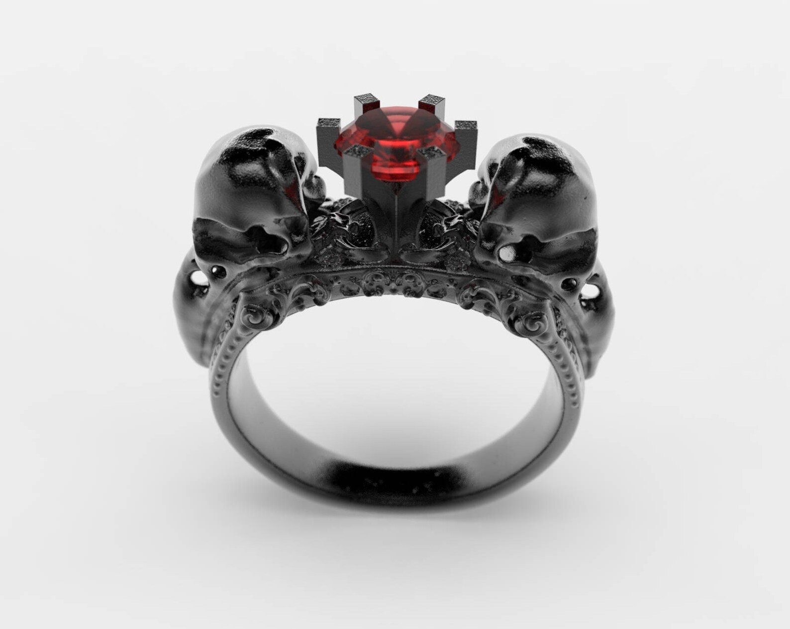 Raven Skull Ring Raven Ring Viking Raven Ring Gothic Ruby - Etsy