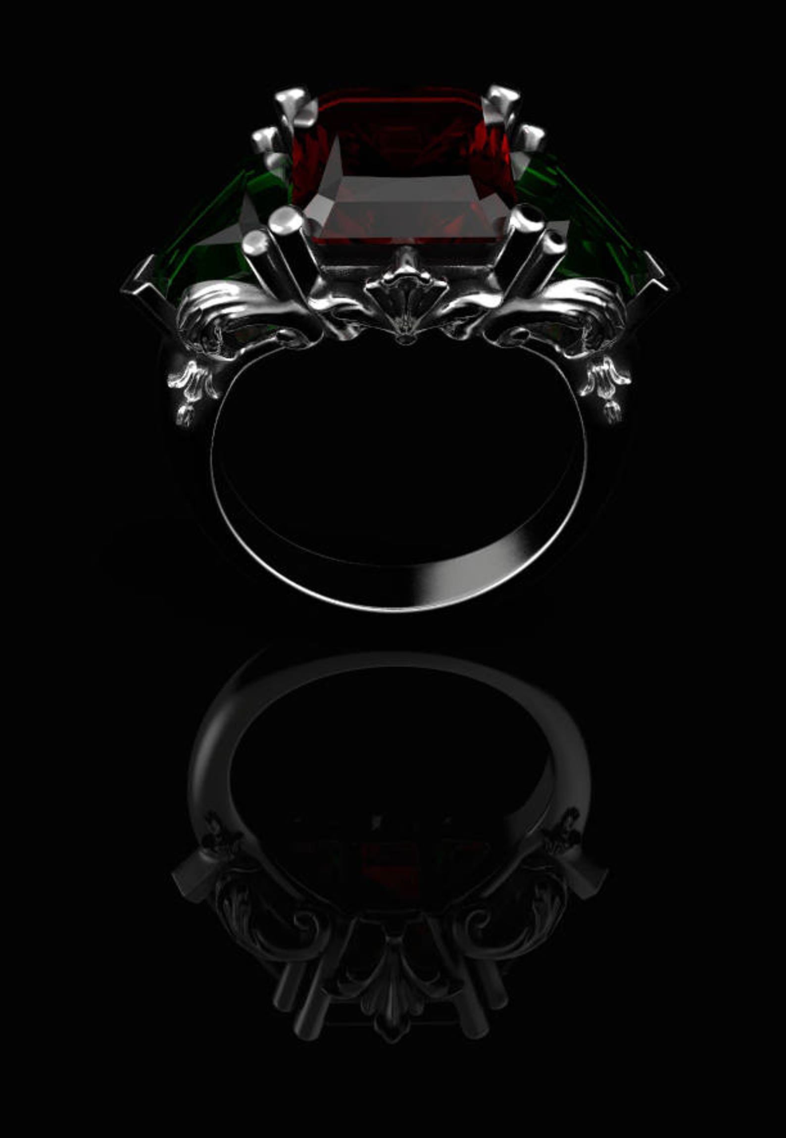 Ruby and Emerald Ring, Romantic Ring, Floral Ring, Ethical Gemstones ...