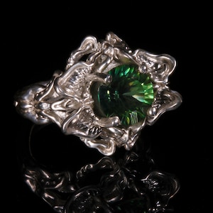 Giger Inspired Alien Ring With Ruby Bio Mechanical Organic Art Nouveau ...