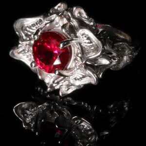 Giger Inspired Alien Ring With Ruby Bio Mechanical Organic Art Nouveau ...