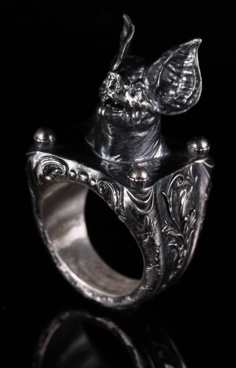 Renaissance Scroll Bat Ring Gothic Ring Bat Jewelry Vampire Bat Ring ...