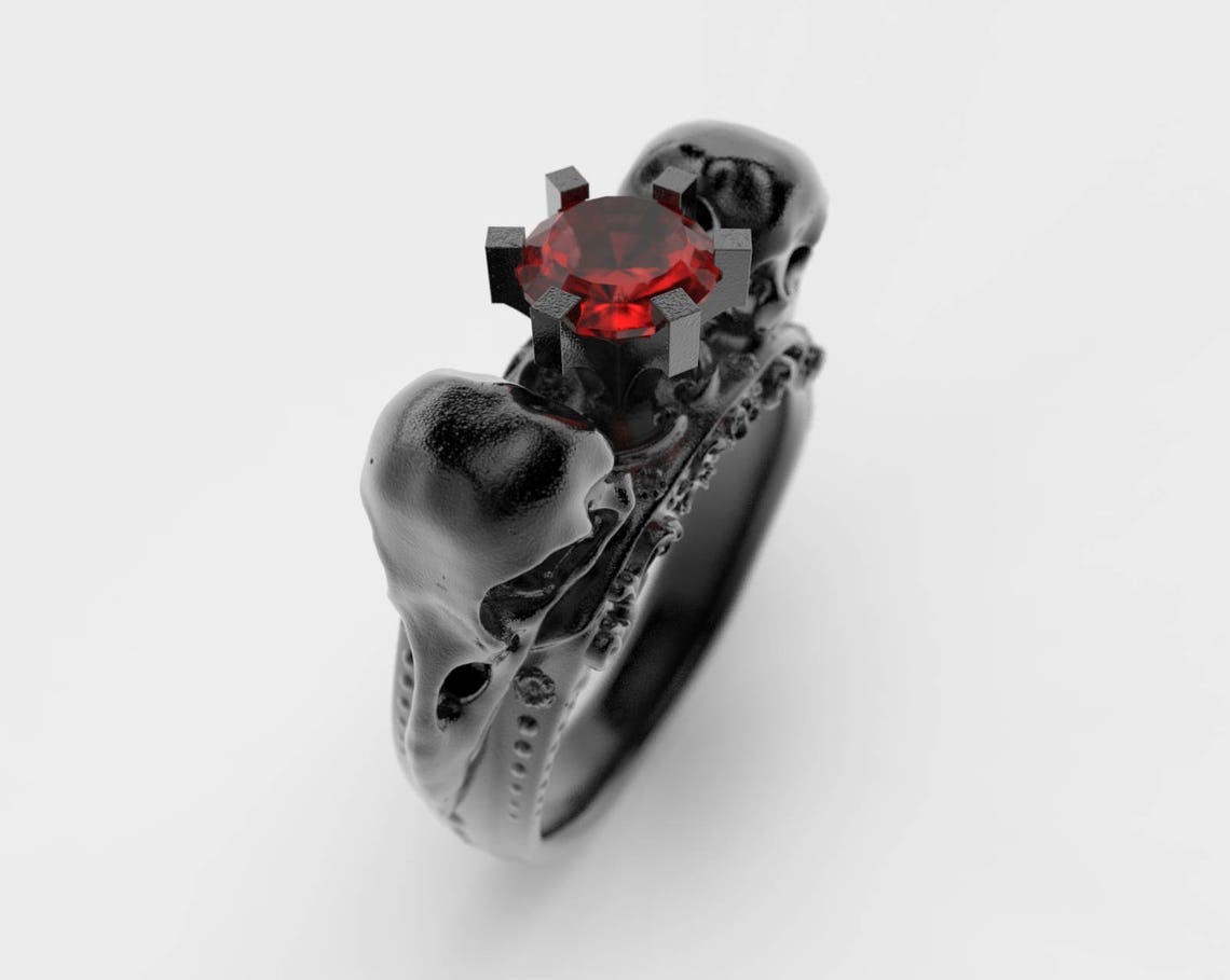 Raven Skull Ring Raven Ring Viking Raven Ring Gothic Ruby - Etsy