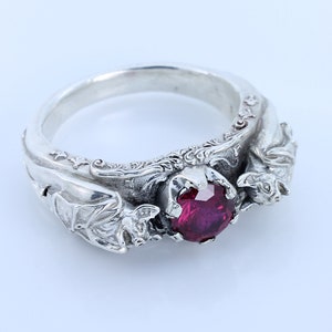 Bat Ring With Ruby Low Bezel Gothic Ring Gothic Jewelry Unisex Handmade ...
