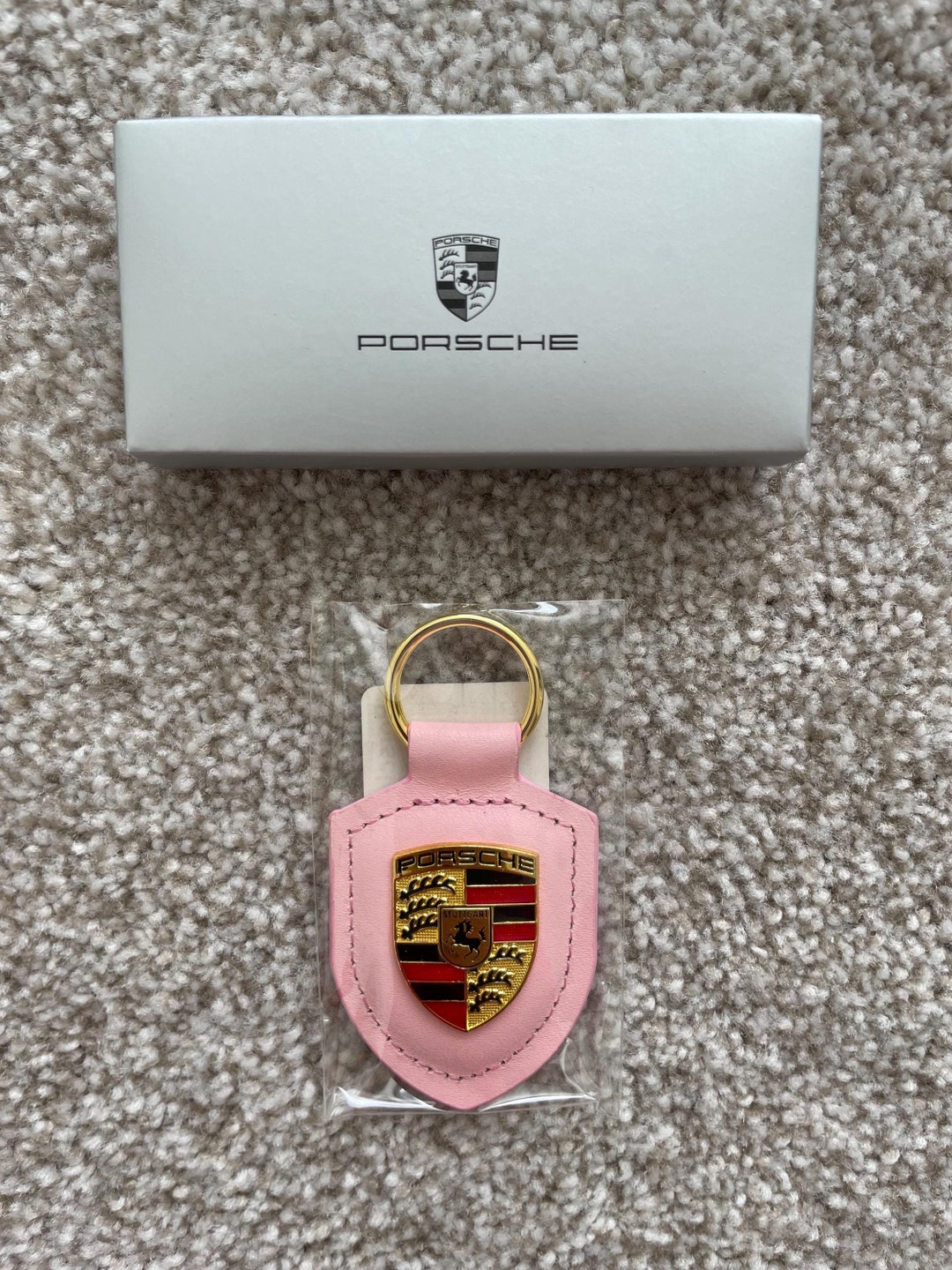 PORSCHE Original Leather Crest Key Ring Fob Chain, Pink, WAP0500920E - Etsy