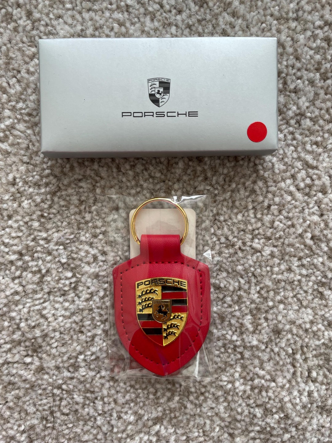 PORSCHE Original Leather Crest Key Ring Fob Chain, Red, WAP0500920E - Etsy