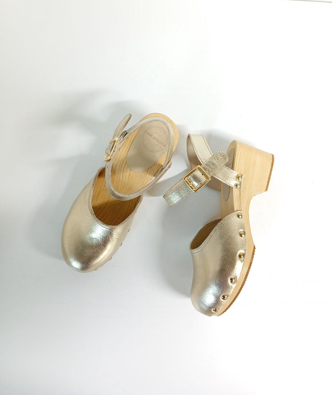 Handmade Wood Clogs Gold - Etsy