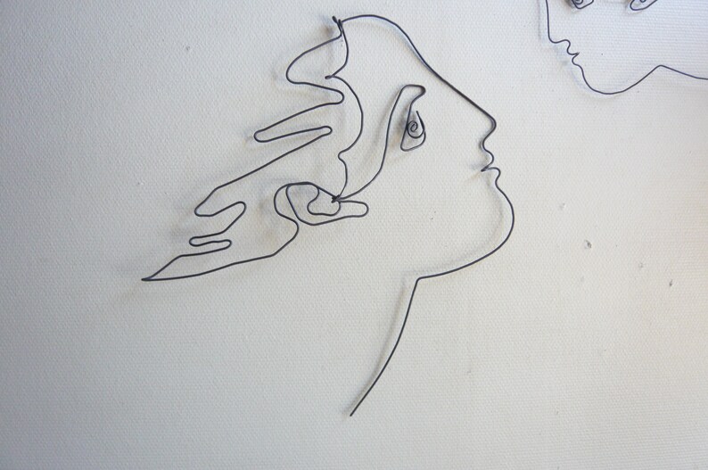 Wire Sculpture Woman Face Angel Draw Picasso Inspiration | Etsy