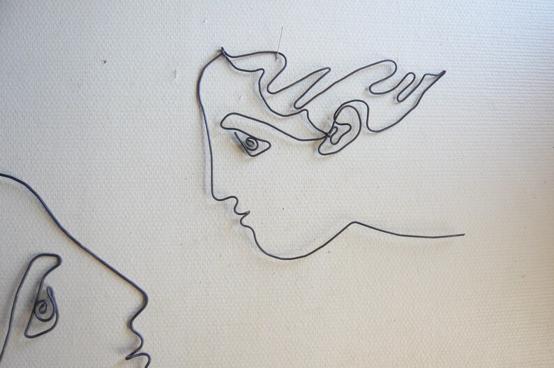 Wire Sculpture Woman Face Angel Draw Picasso Inspiration | Etsy