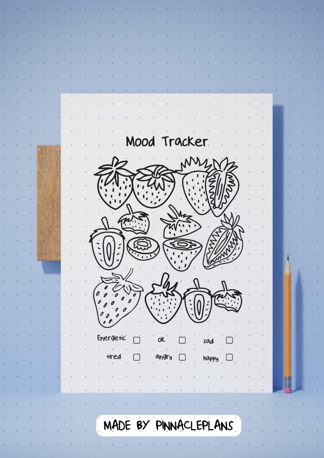 Strawberry Mood Tracker PRINTABLE Journal Page Planner Page Feeling ...