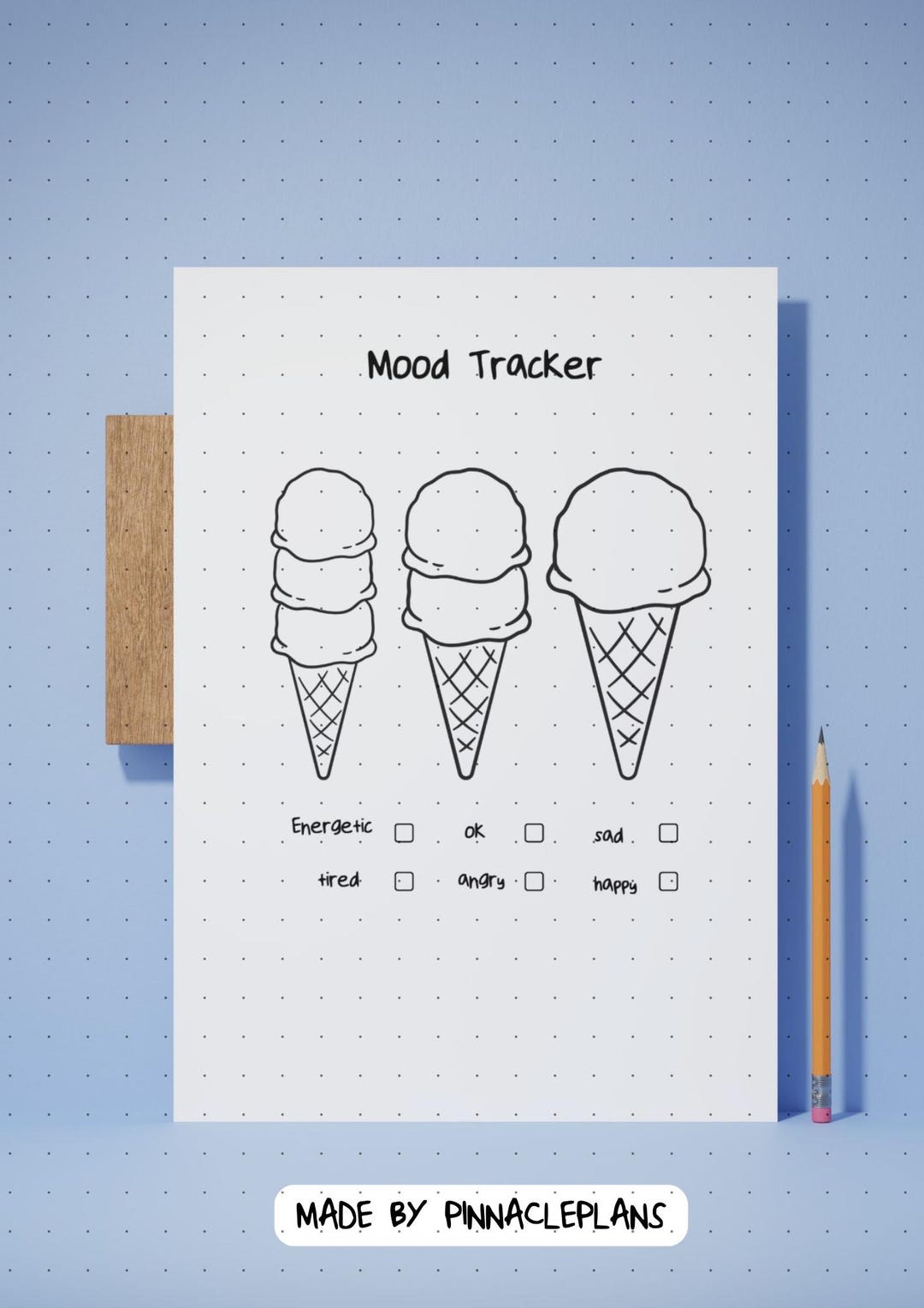 Ice Cream Mood Tracker PRINTABLE Journal Page Planner Page Feelings ...