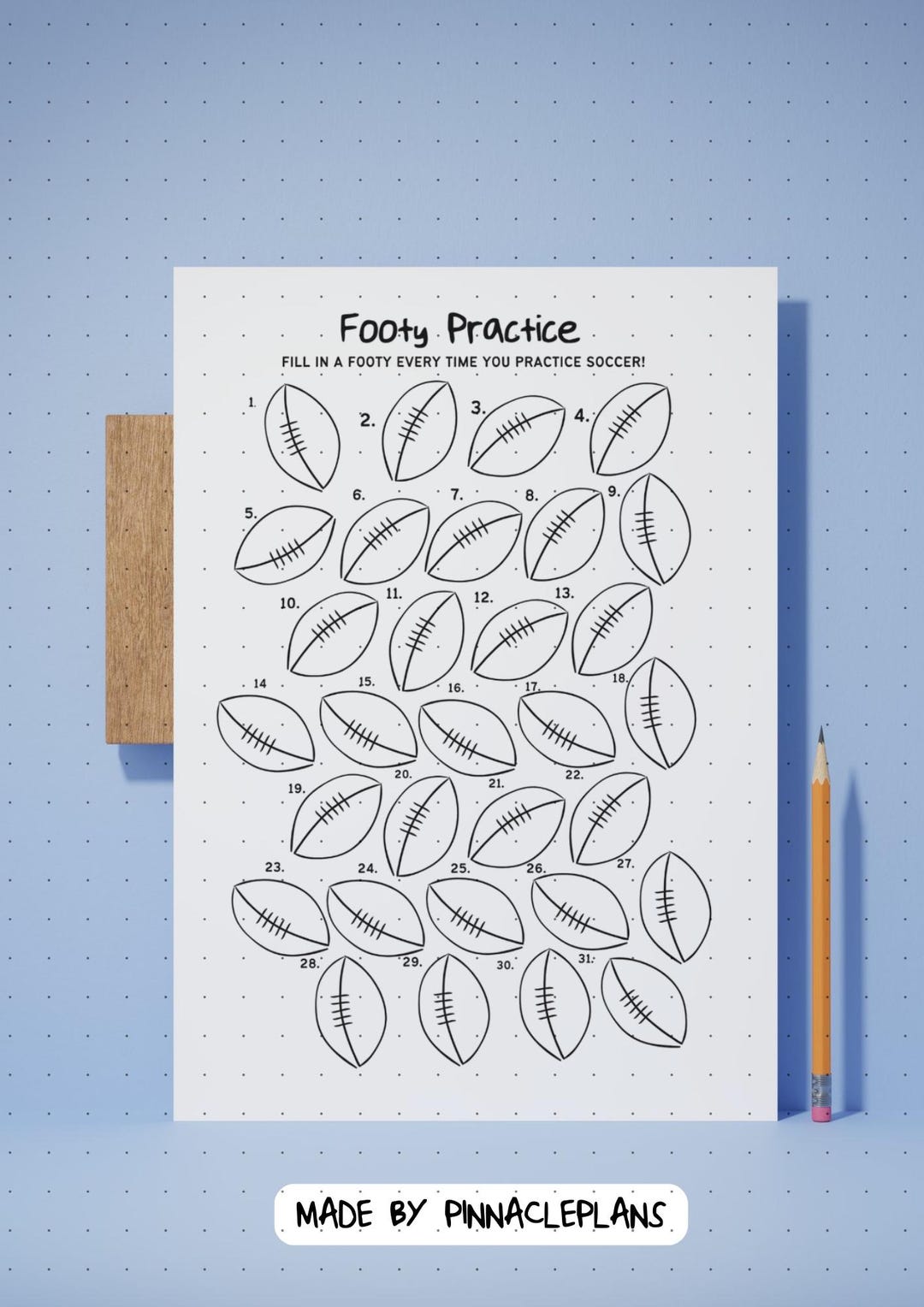 AFL Practice Tracker PRINTABLE Journal Page Habit Tracker Sports ...