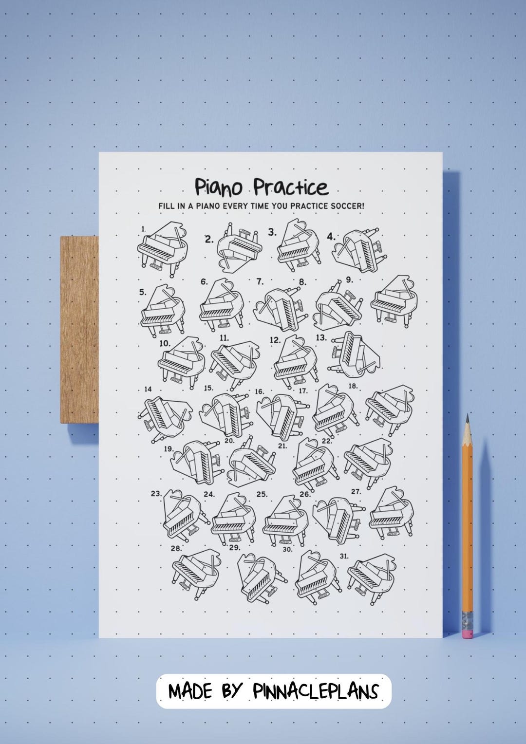 Piano Practice Tracker PRINTABLE Journal Page Habit Tracker Music ...