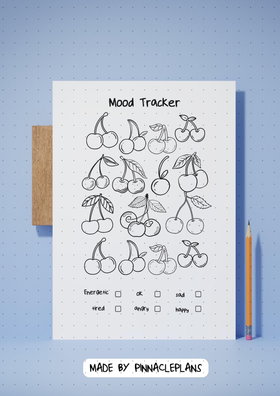 Cherry Mood Tracker PRINTABLE Journal Page Planner Page Feeling Tracker ...