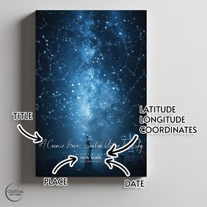 Personalized New York Star Map Night Sky, Custom Wedding Gift Canvas ...